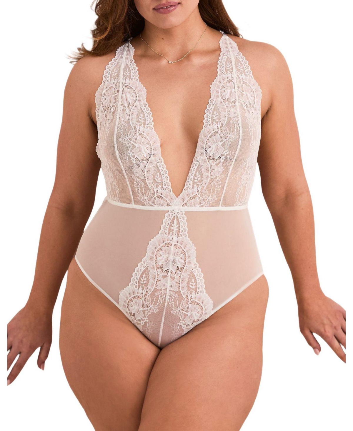 Click here for Adore Me Plus Size Talia Bodysuit Lingerie - White prices