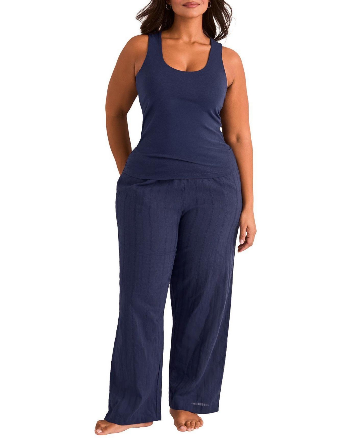 Click here for Adore Me Plus Size Kirsten Pajama Set - Dark blue prices