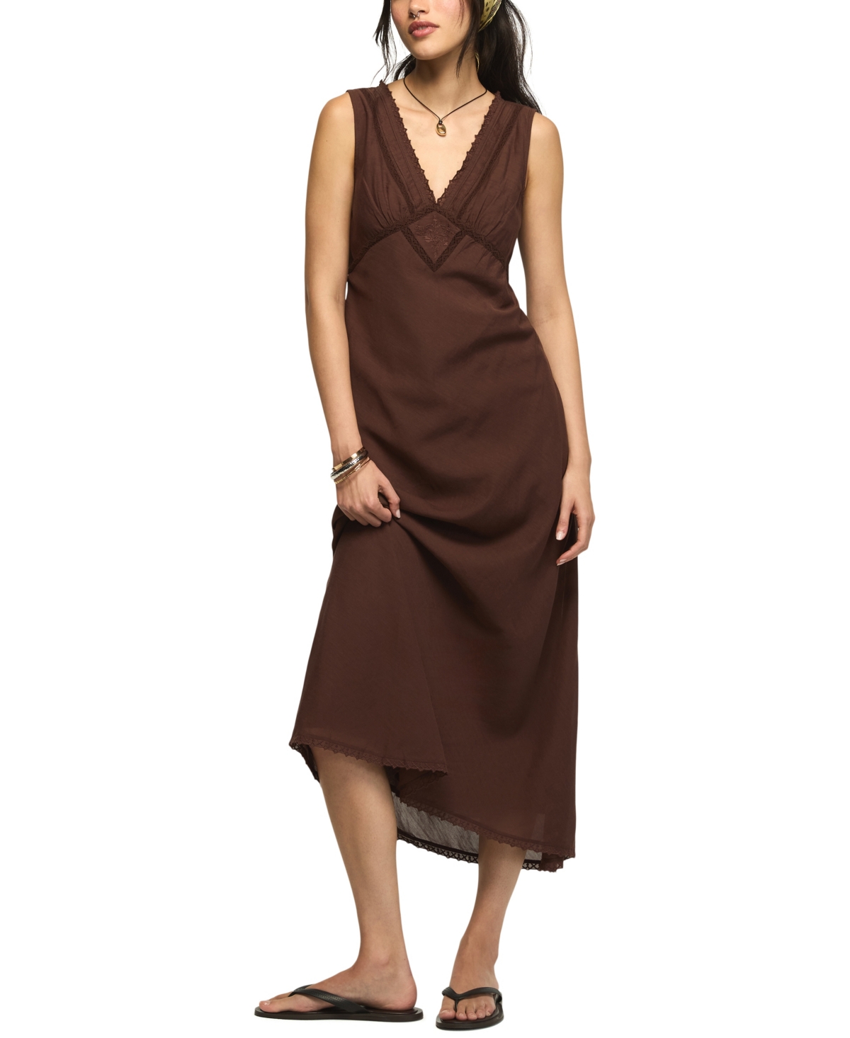 Click here for Lucky Brand Womens V-Neck Slip Dress - Chicory Cof... prices