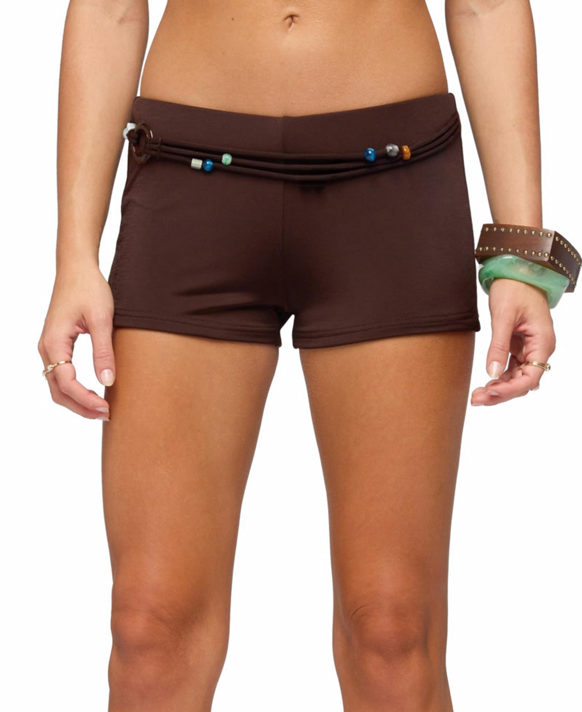 Click here for Edikted Womens Janya Strappy Bead Belt Micro Short... prices