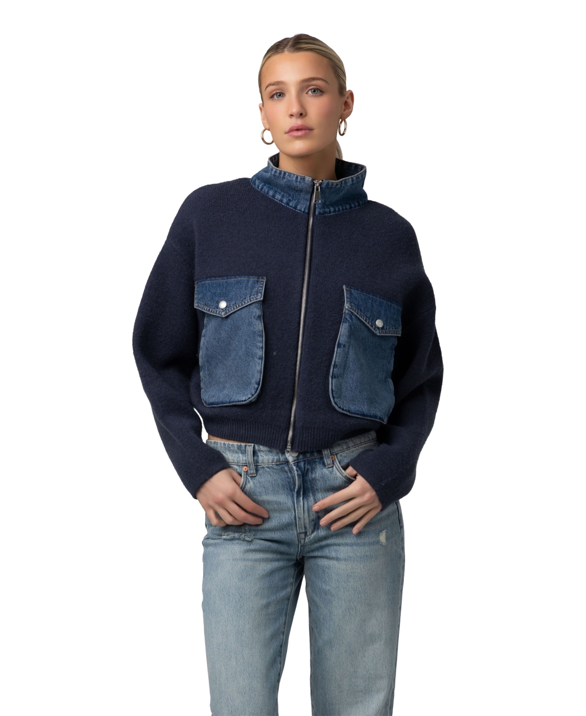 Click here for Blank Nyc Womens High Mock Collar Jacket - Off The... prices