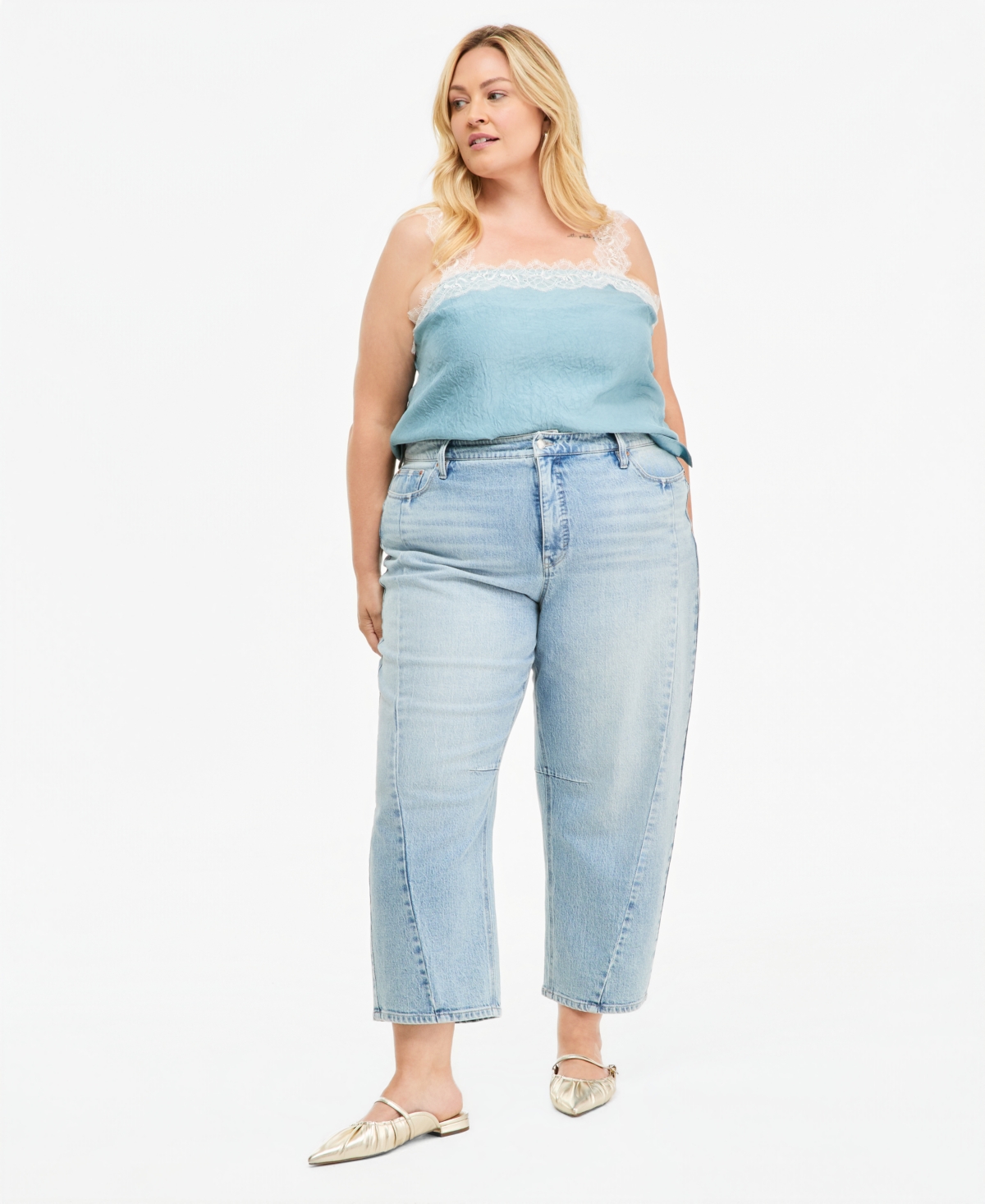 Click here for On 34th Trendy Plus Size Ames Barrel-Leg Jeans  Ma... prices