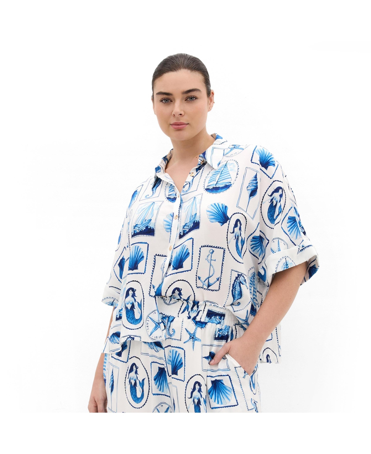 Click here for City Chic Plus Size Liana Amalfi Print Shirt - Ama... prices