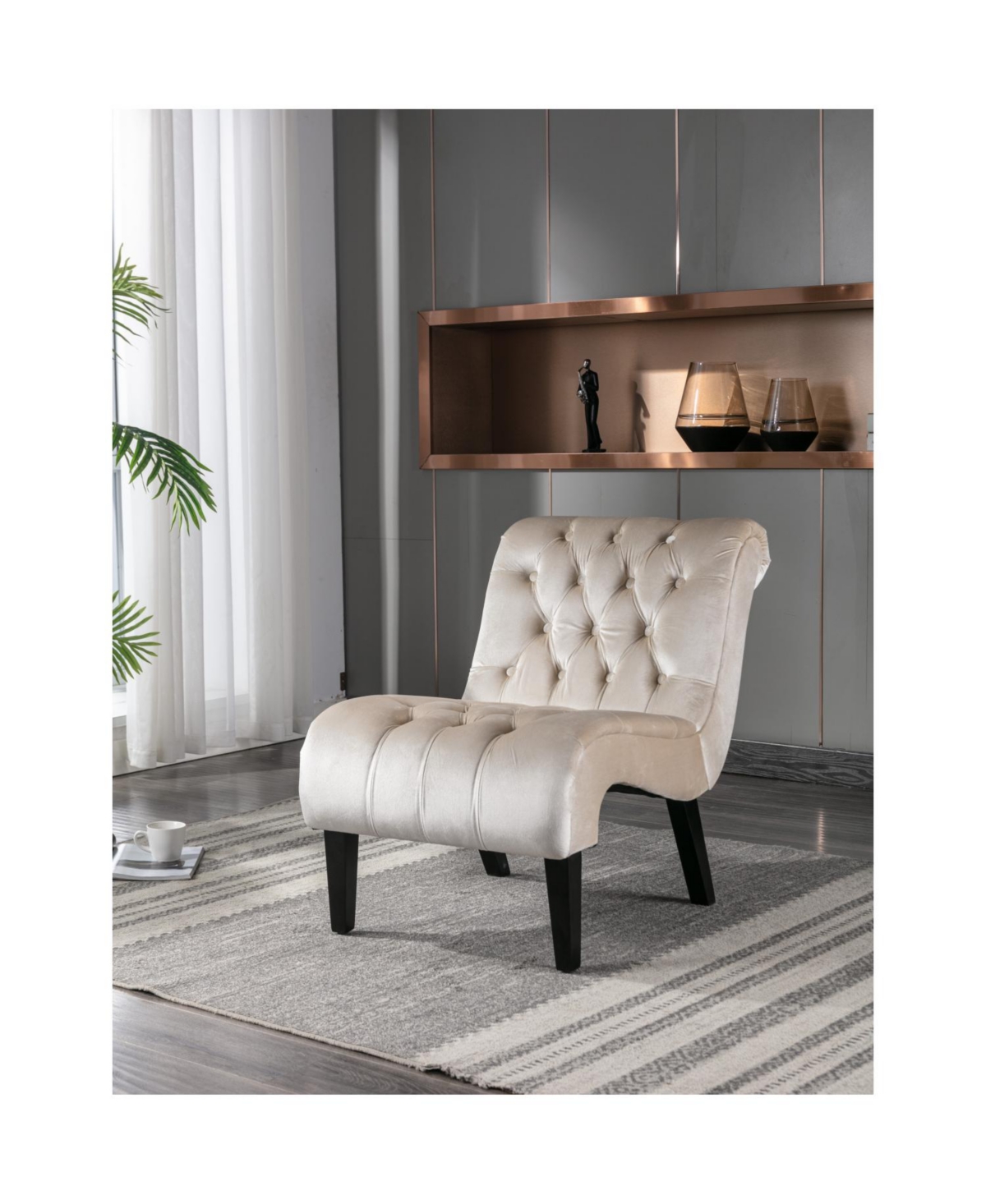 Click here for Rainsken Comfy Velvet Accent Chair  with Tufted Ba... prices