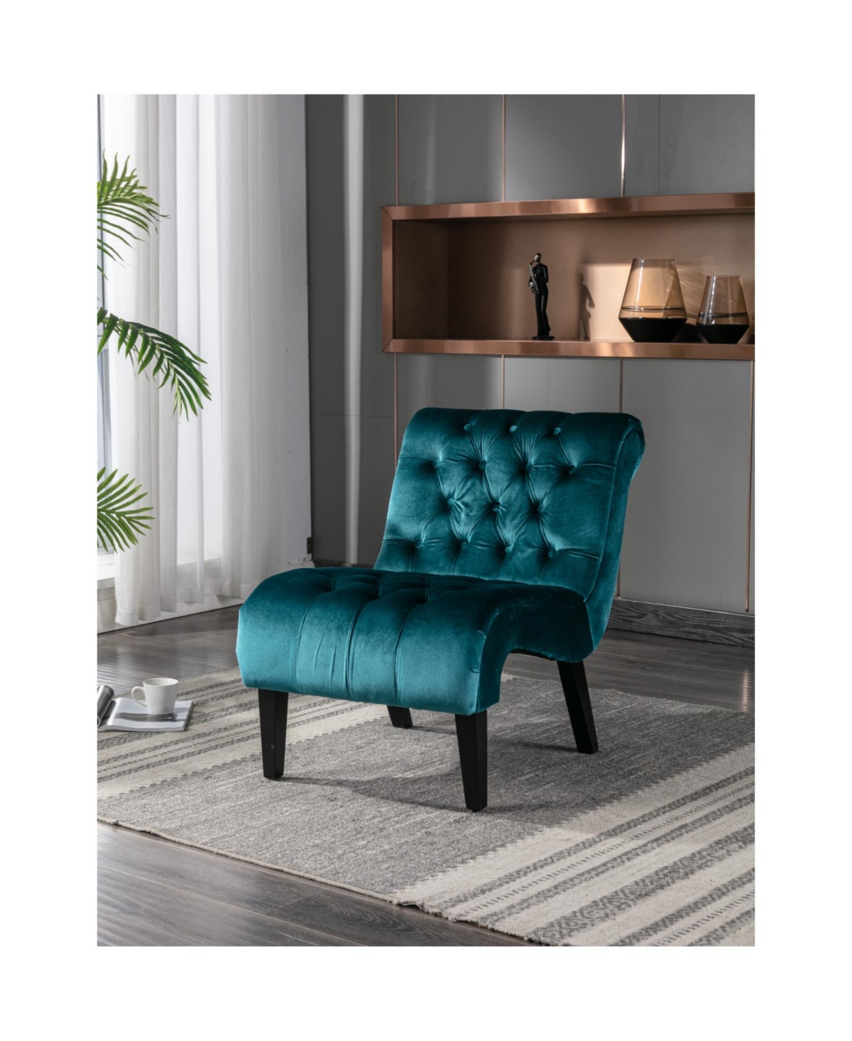 Click here for Rainsken Comfy Velvet Accent Chair  with Tufted Ba... prices