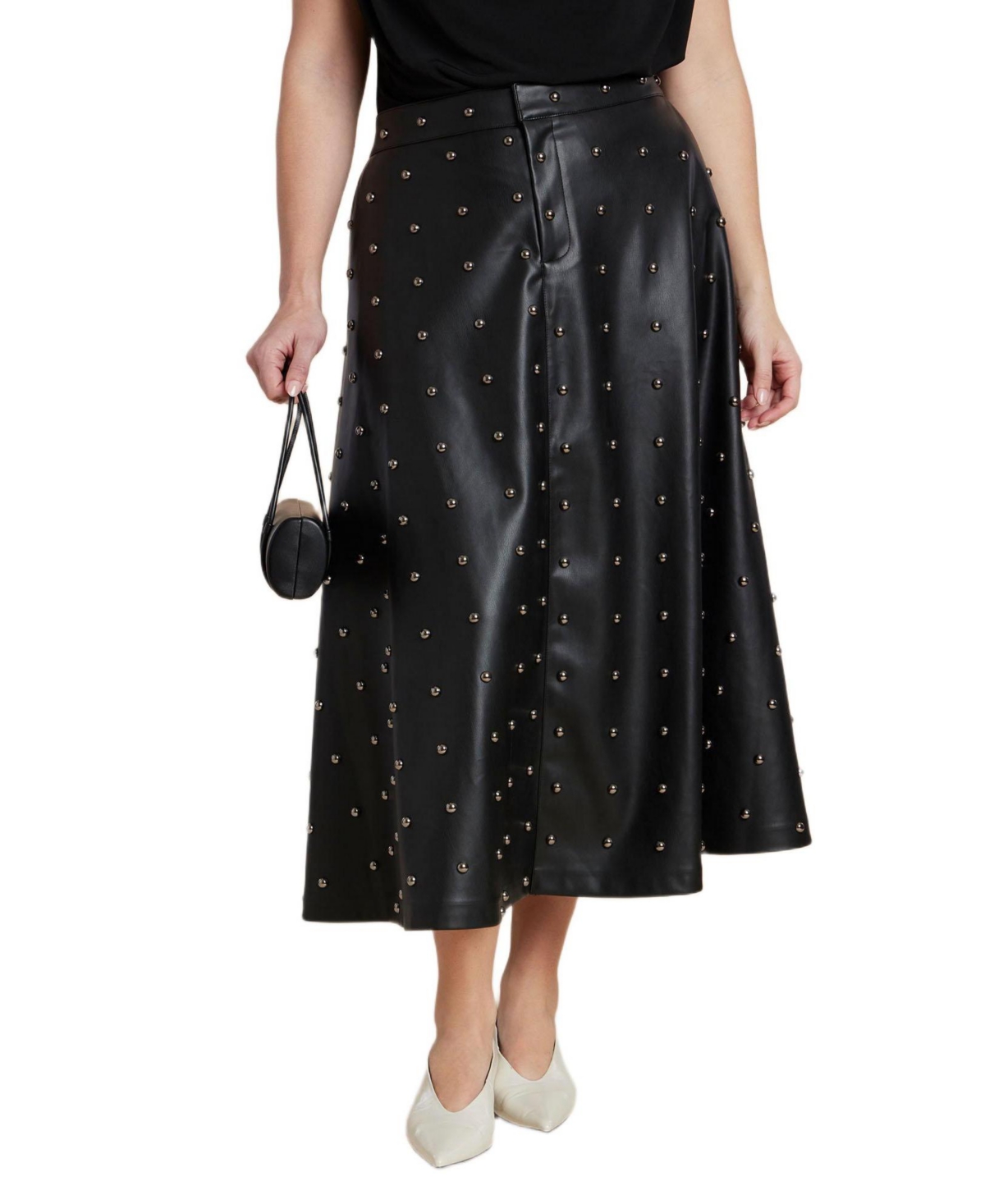 Click here for Eloquii Womens Plus Size Studded Faux Leather Skir... prices