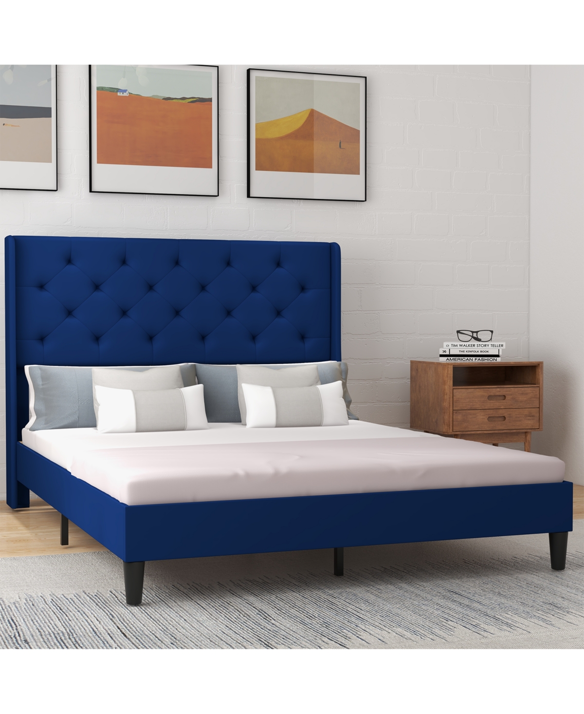 Click here for homfan Bed Frame with Headboard  Upholstered Bed F... prices