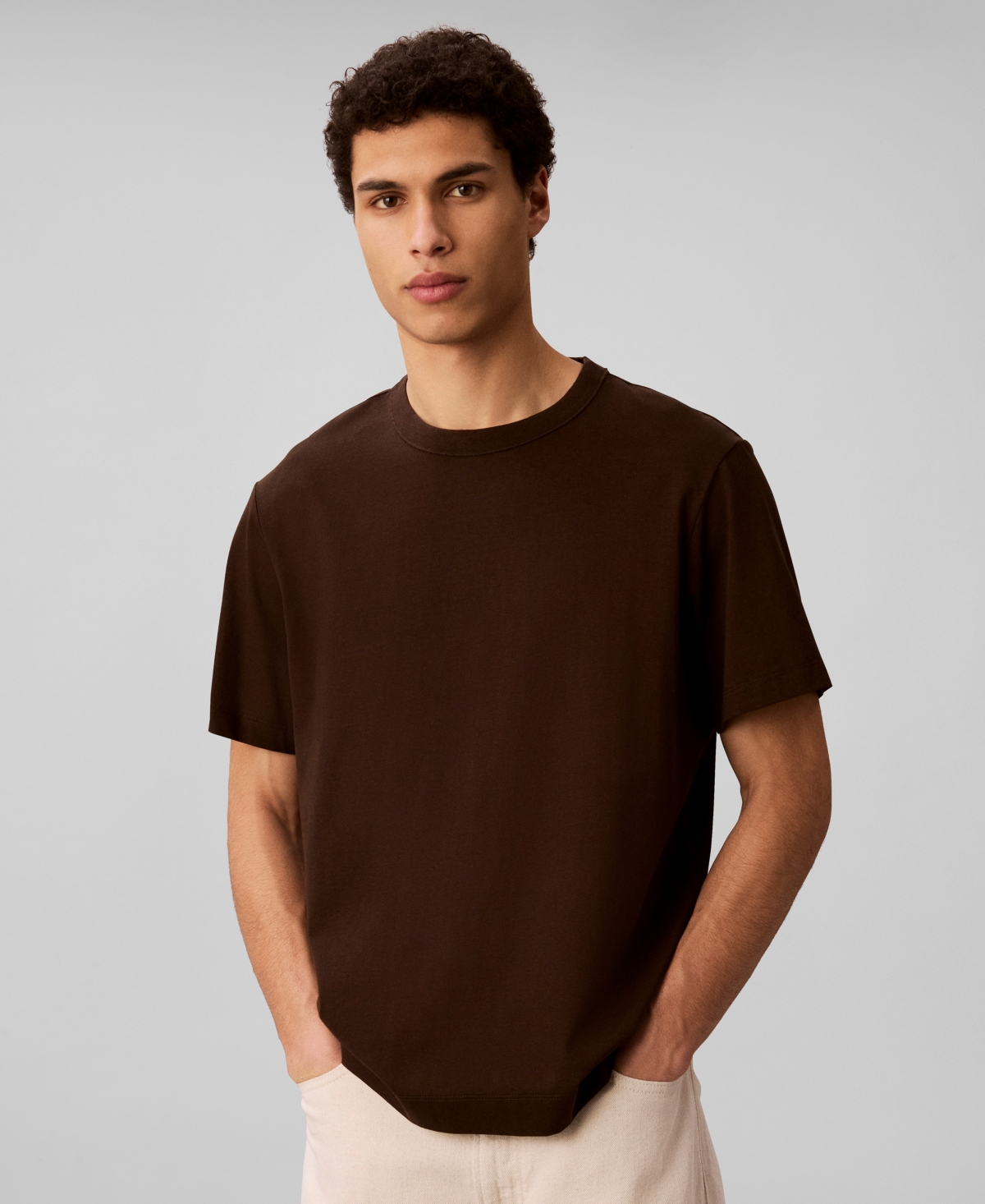 Click here for Calvin Klein Mens Cotton Linen Blend Crewneck T-Sh... prices