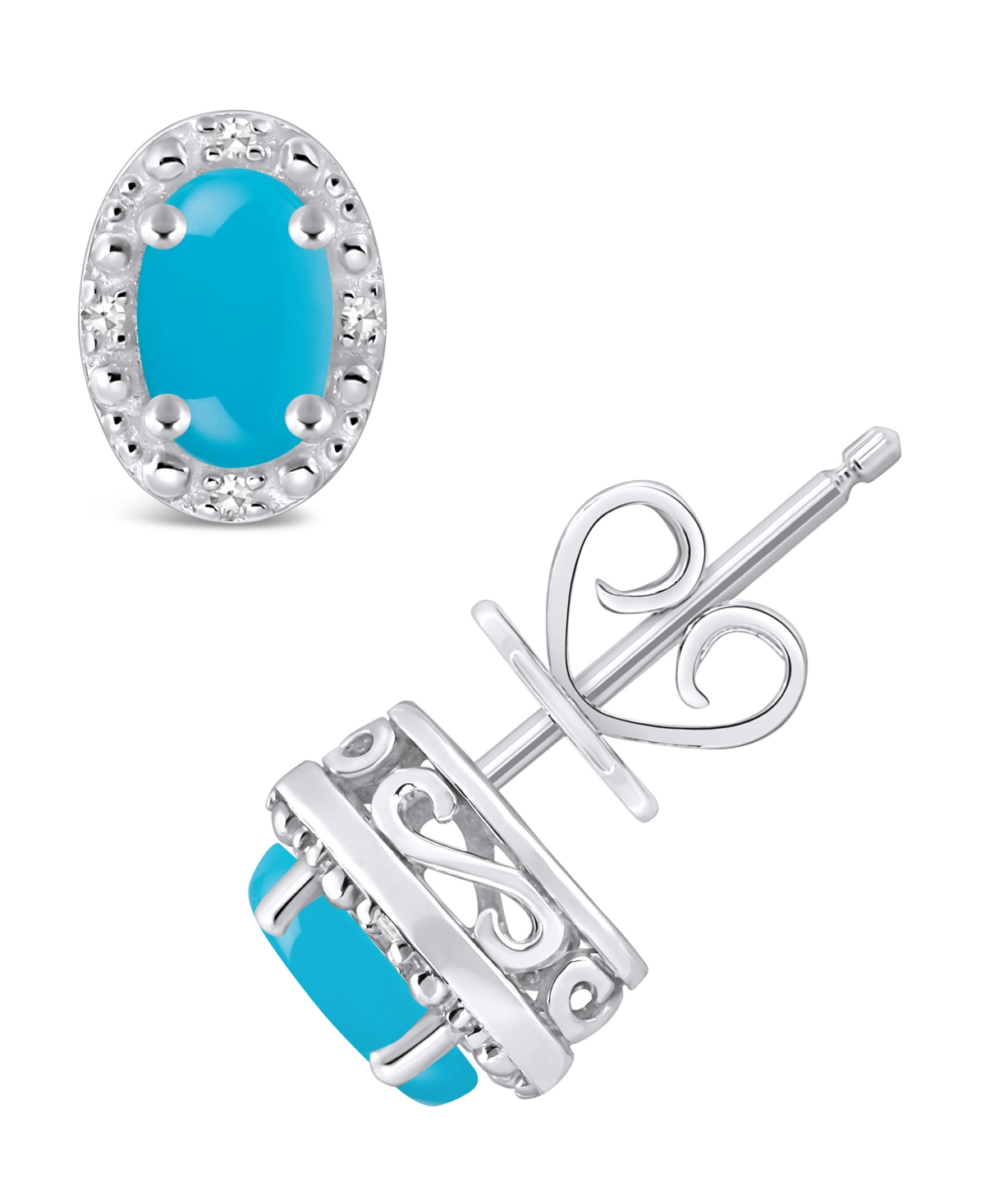 Click here for Onyx & Diamond Accent Oval Stud Earrings in Sterli... prices