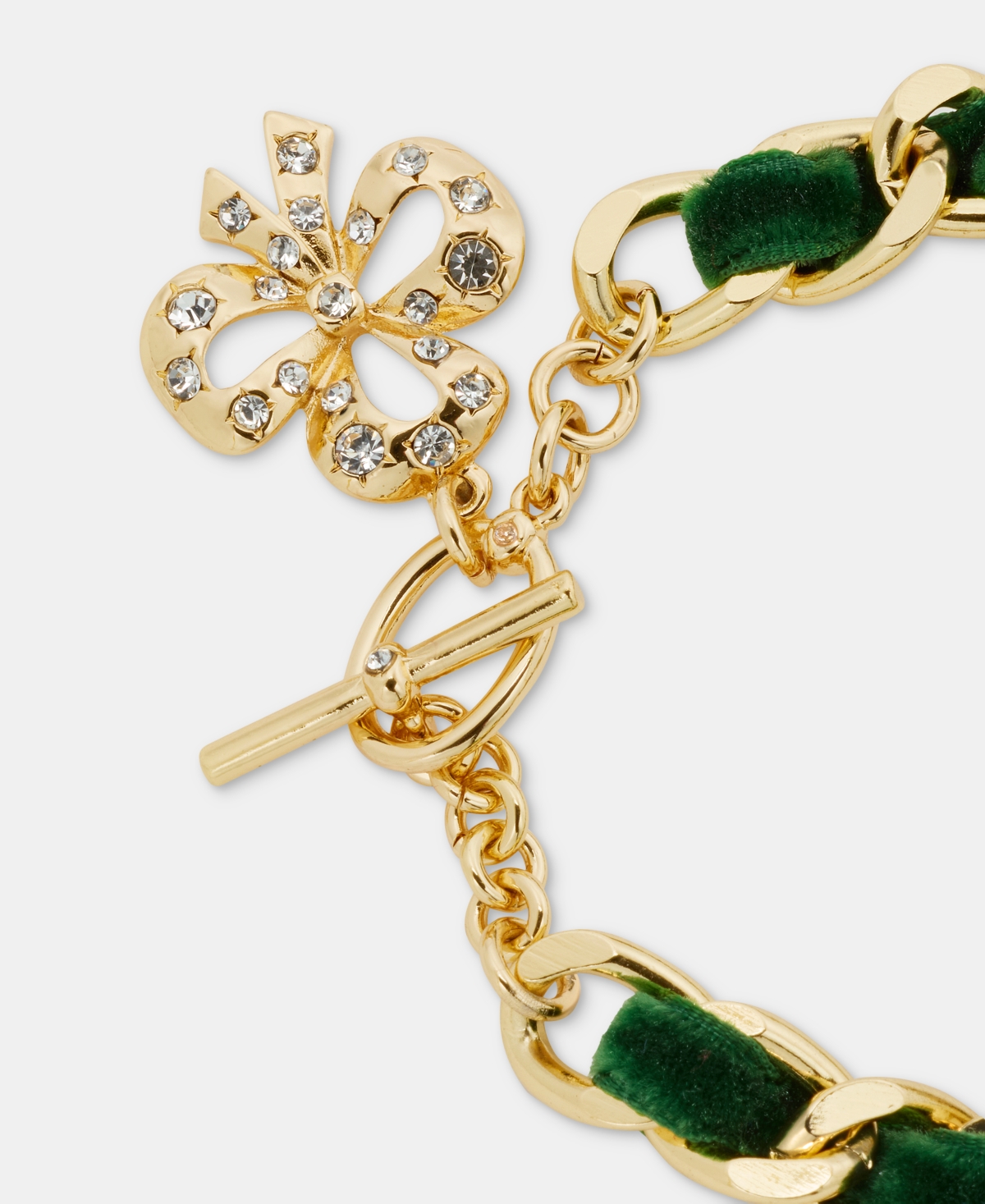 Click here for Holiday Lane Green Ribbon Chain Toggle Bracelet  M... prices