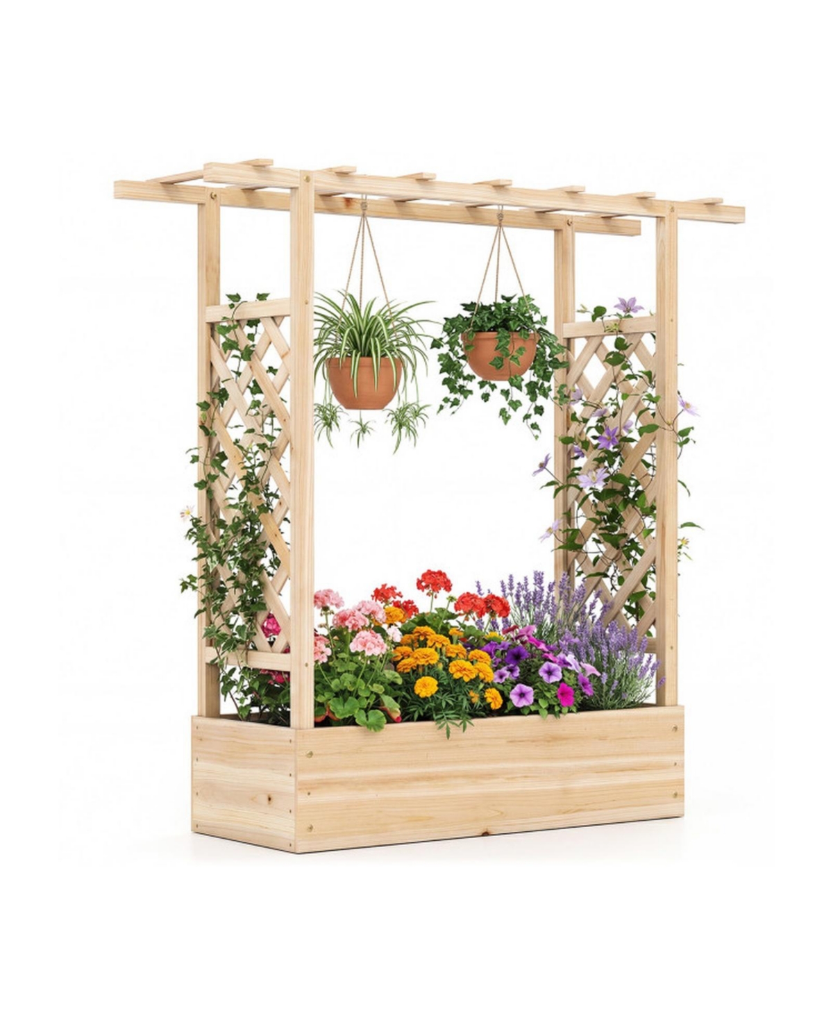 Click here for Gouun 45 in Tall Wooden Raised Garden Bed with Sid... prices