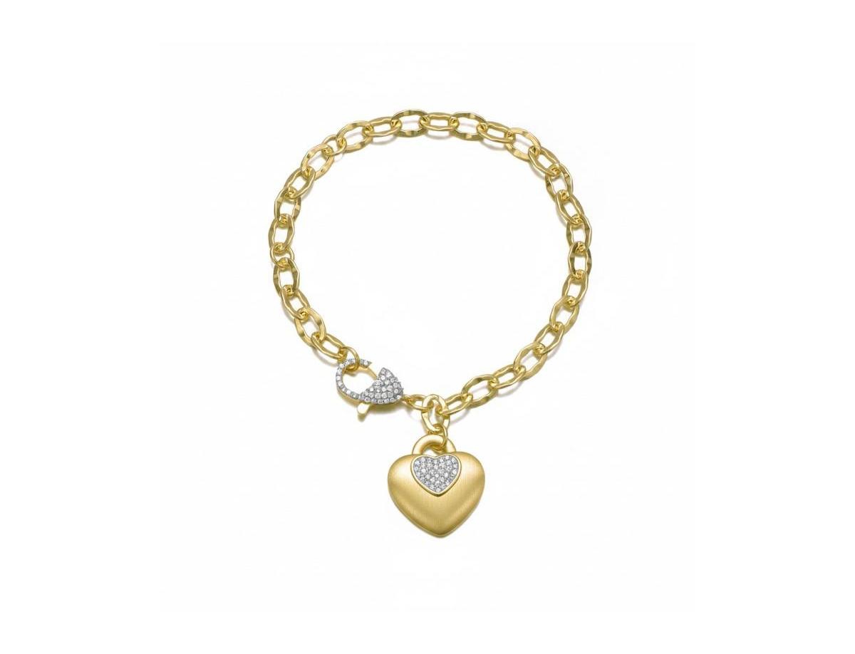 Click here for Rachel Glauber Matte 14K Gold Plated Cz Puff Heart... prices