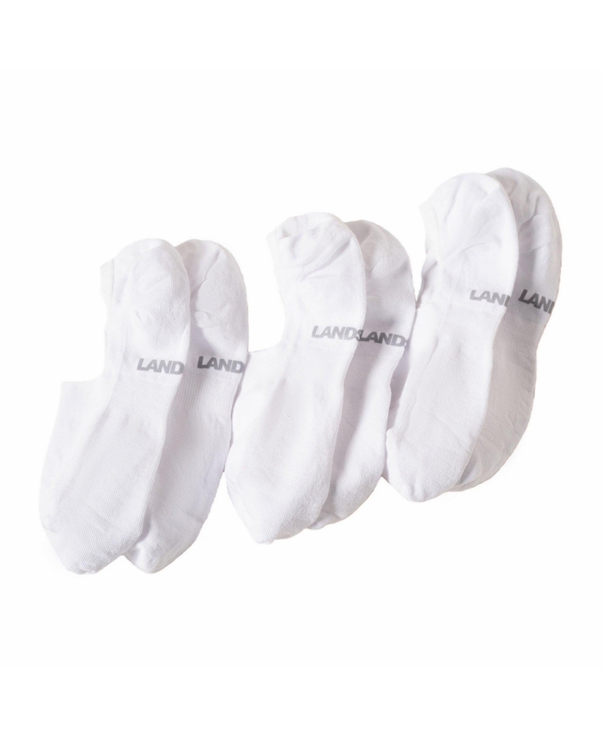 Click here for Lands End Mens 3-Pack Cotton Midcut Liners - White prices
