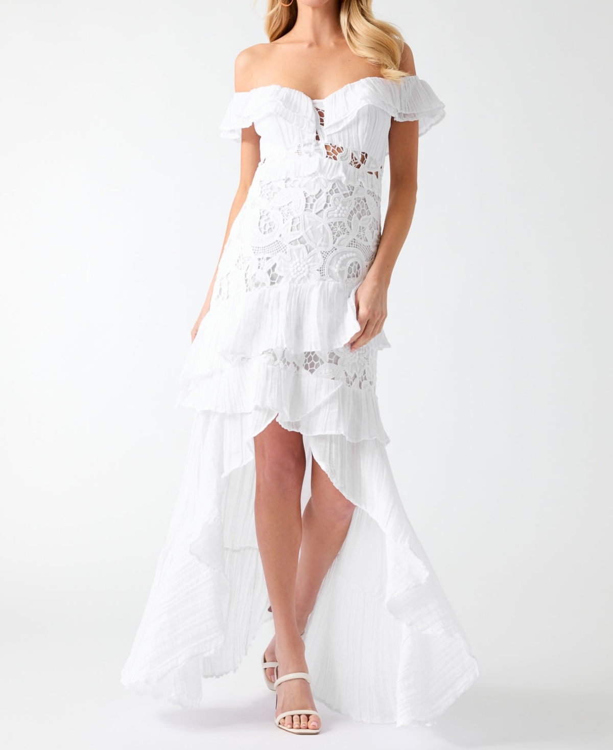 Click here for Guess Womens Maya Off-Shoulder Dress - Pure White prices