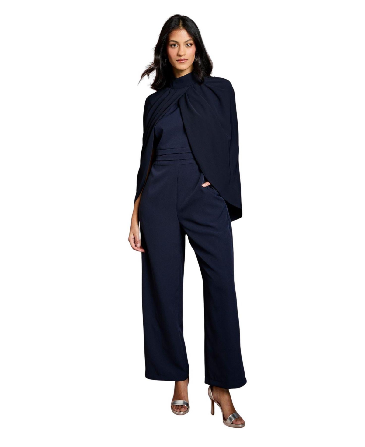 Click here for Coast Womens High Neck Cape Wide Leg Jumpsuit - Na... prices