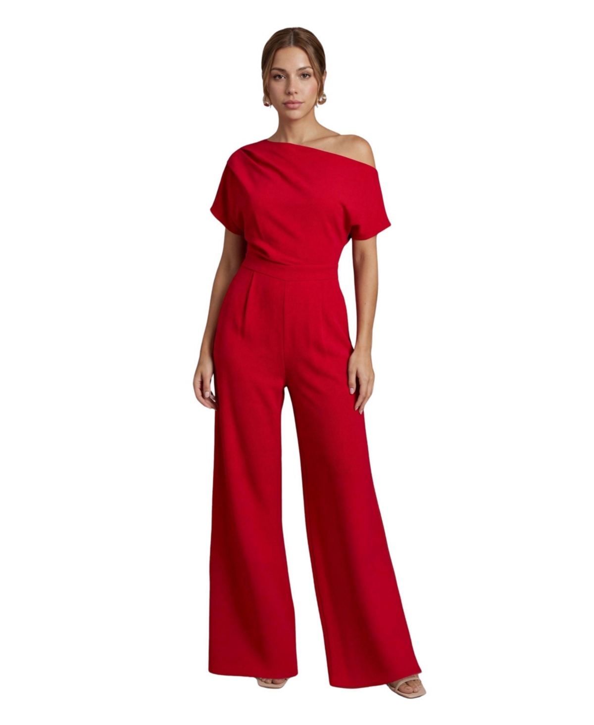 Click here for Coast Petite Off Shoulder Jumpsuit - Flame red prices
