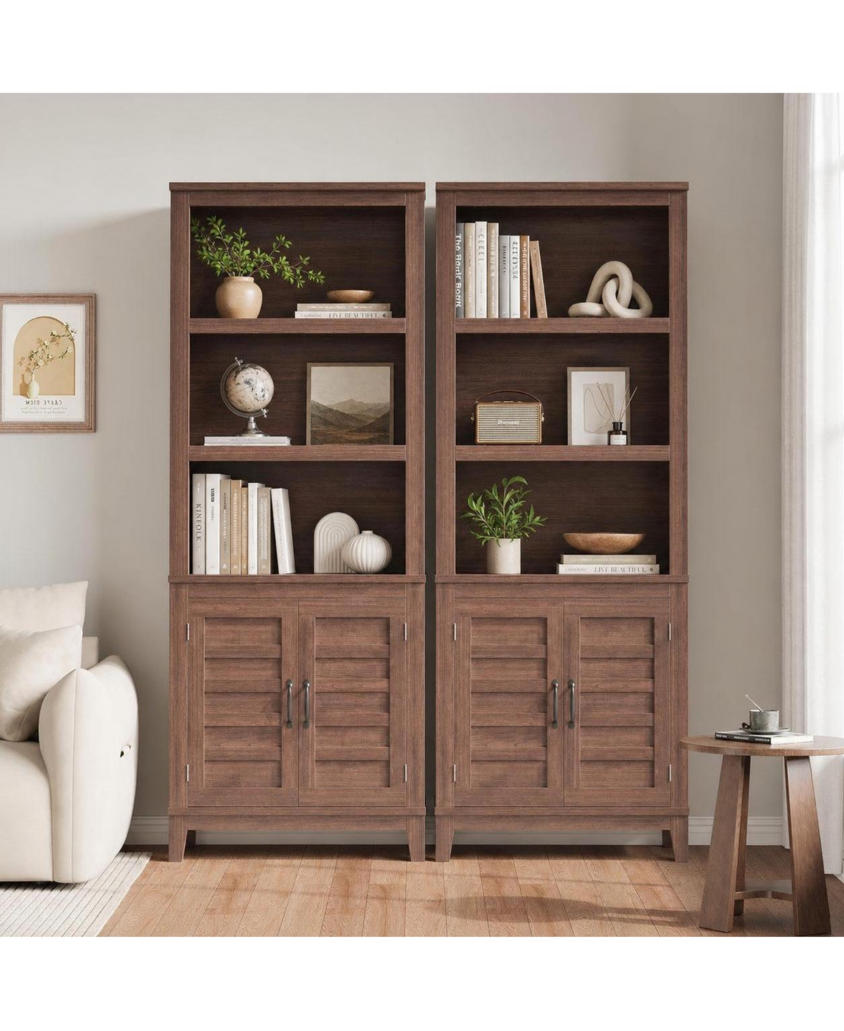 Click here for homfan Set of 2 5-Tier Bookcase with Door  Wooden... prices