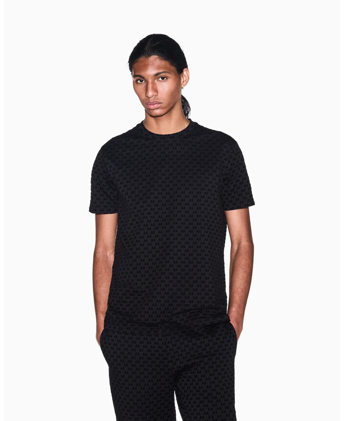 Click here for A|X Armani Exchange Mens Flocked All Over Logo T-S... prices