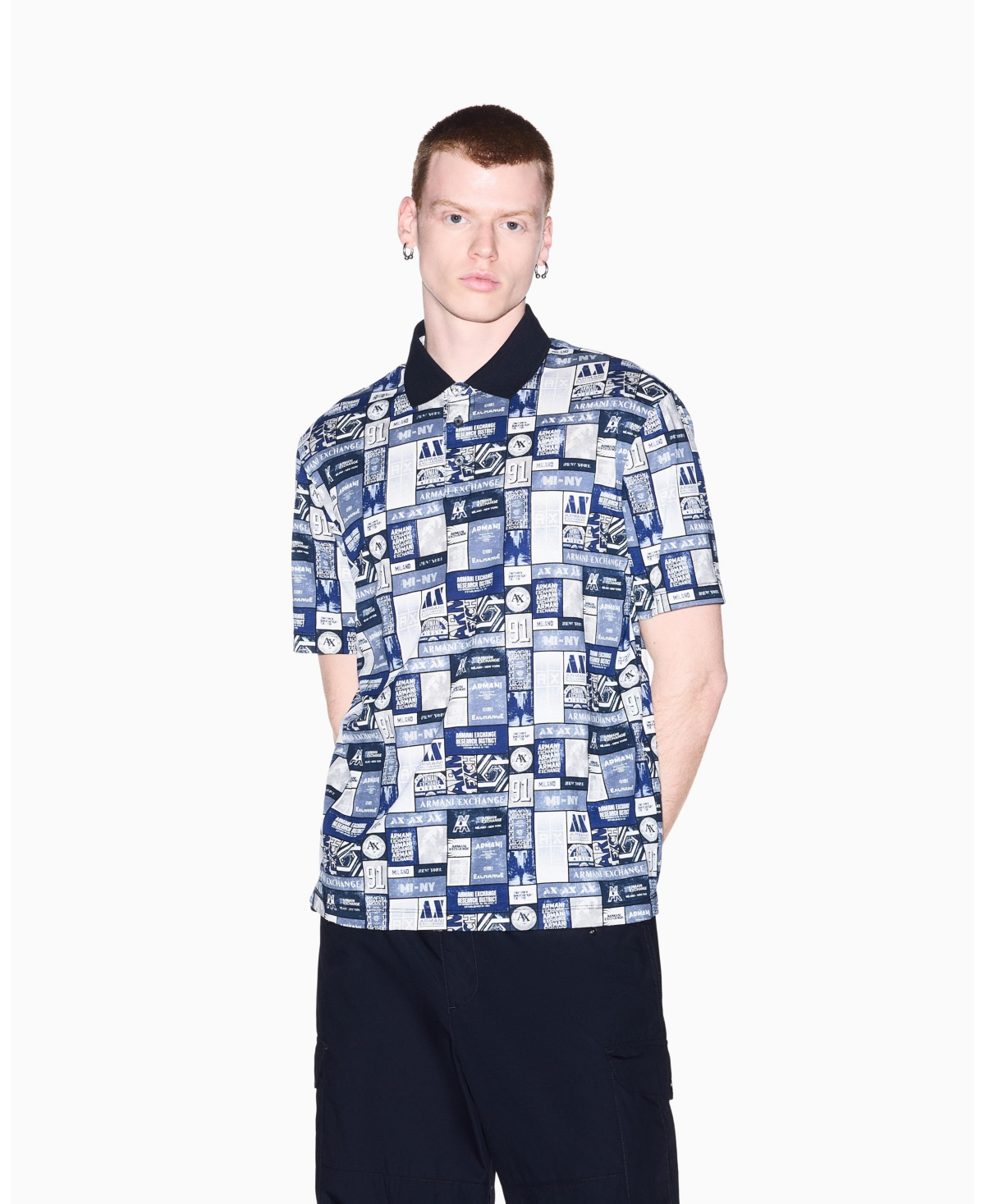 Click here for A|X Armani Exchange Mens Collage Logo Polo Shirt -... prices