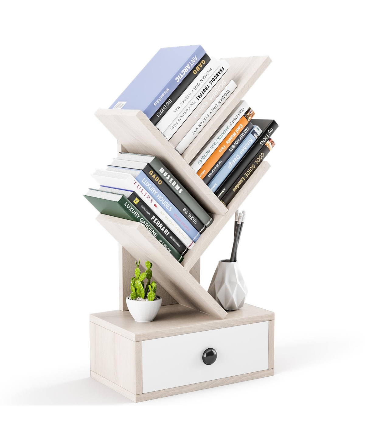 Click here for Gouun 5-Tier Tree-Shaped Bookcase with Bottom Draw... prices