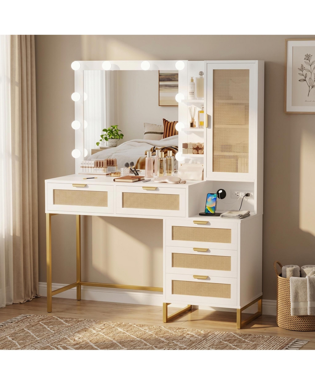 Click here for homfan Makeup Vanity Desk with Lights and Mirror... prices