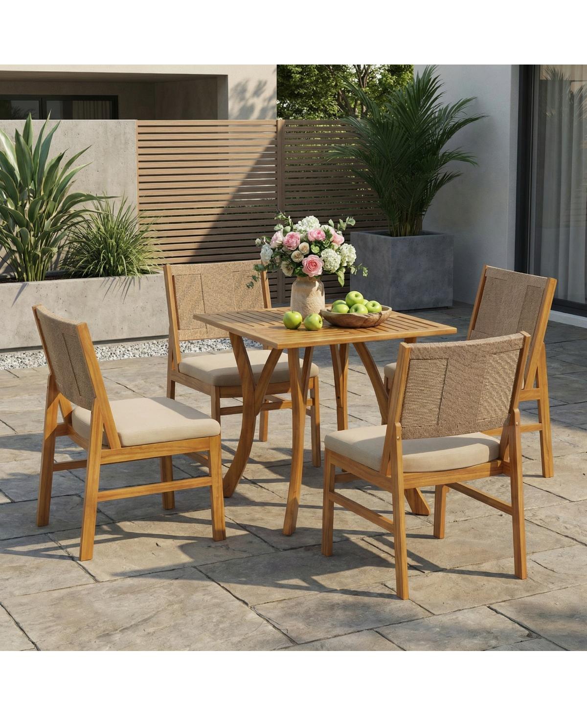 Click here for Asagikoiai 5-Piece Acacia Wood Outdoor Dining Set... prices