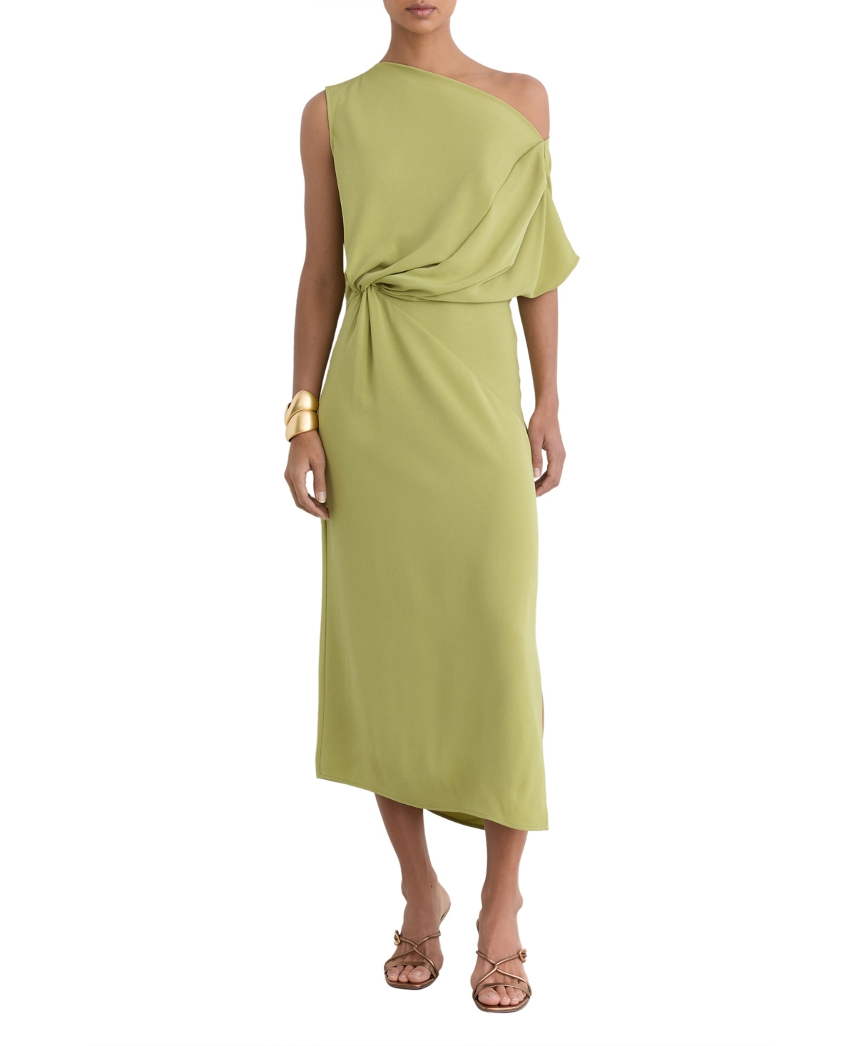 Click here for Reiss Womens Beth Asymmetric Tuck Detail Midi Dres... prices