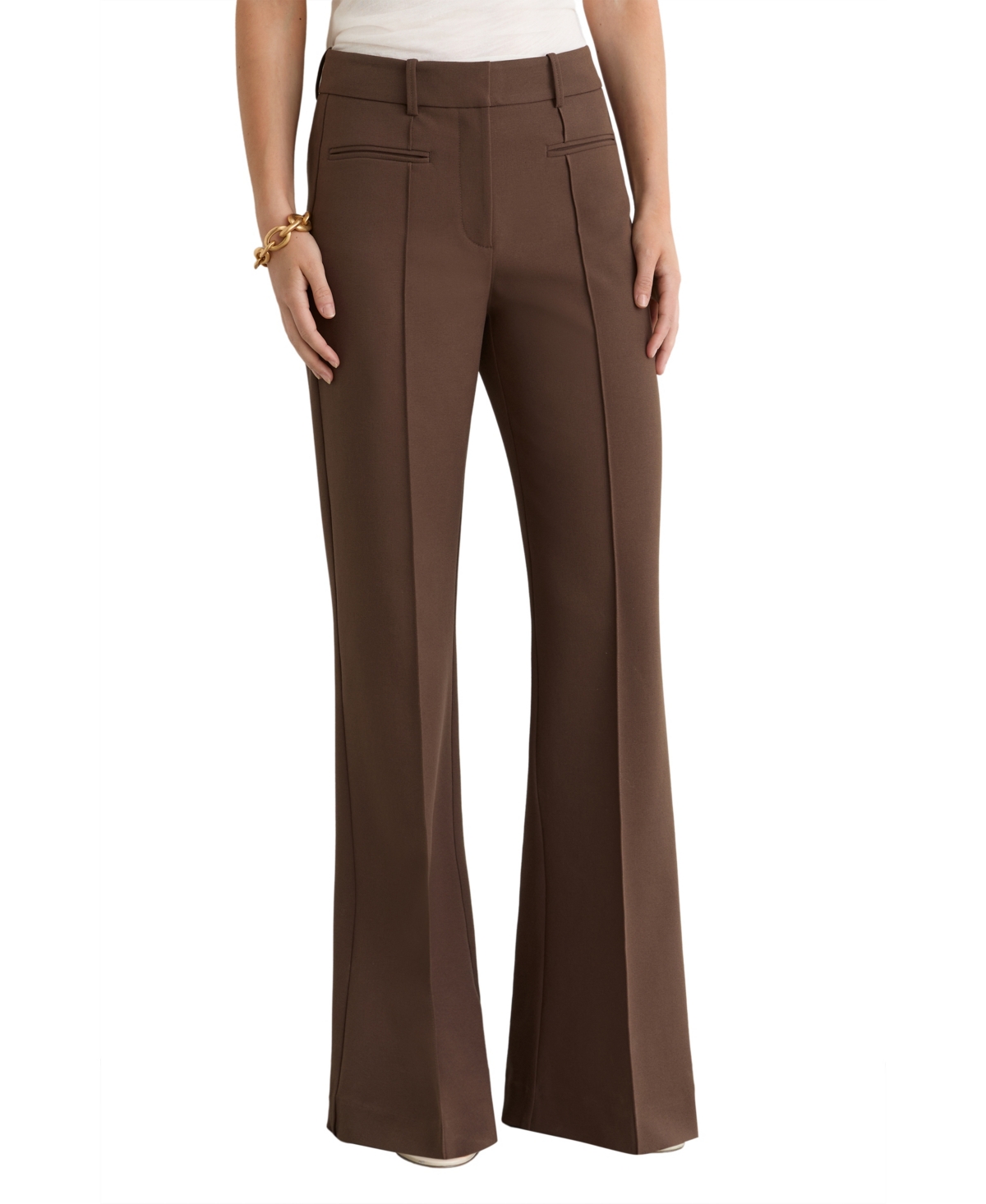 Click here for Reiss Womens Claude Flare Leg Trouser - Mocha Brow prices
