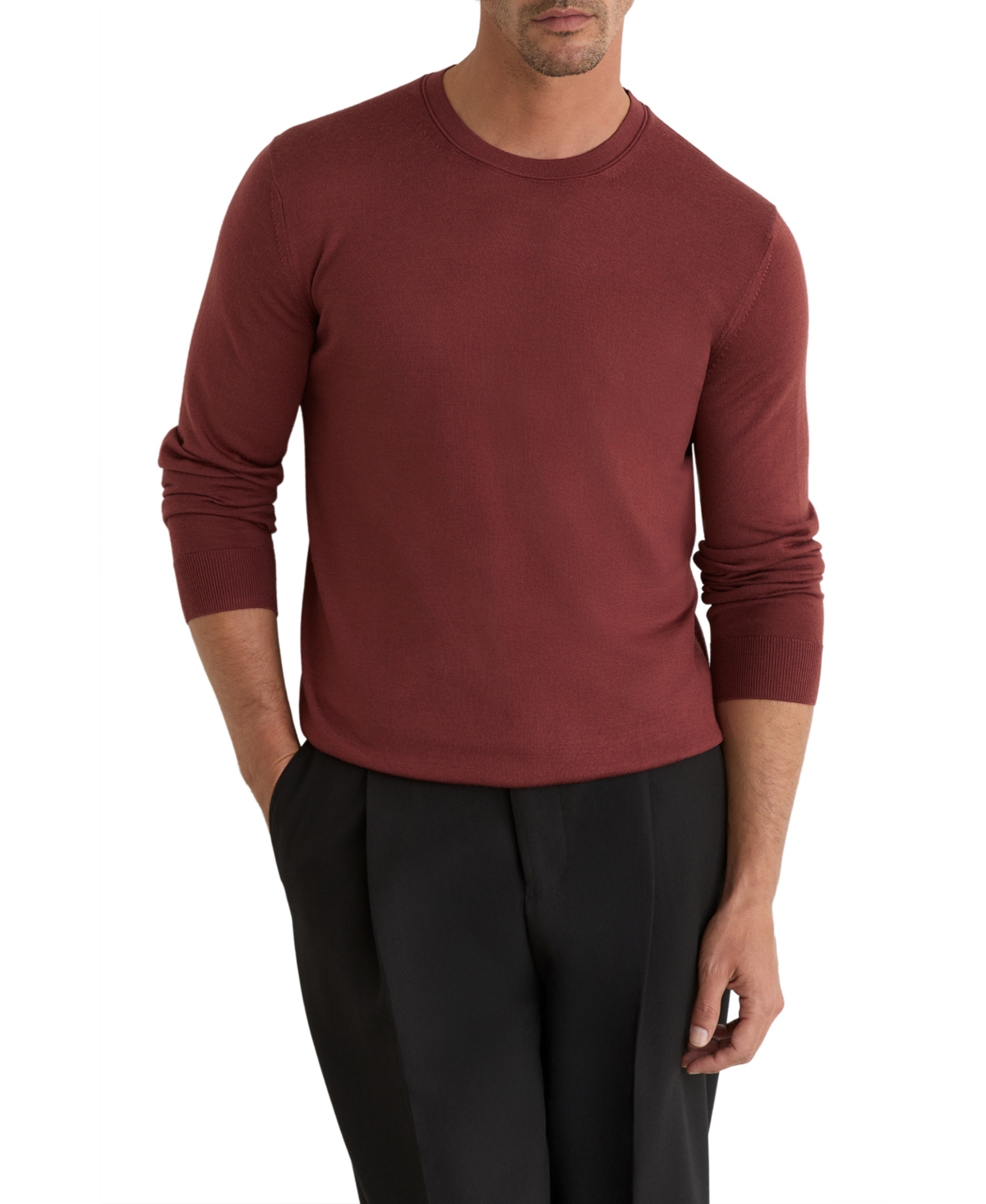 Click here for Reiss Mens Wessex Crew Merino Wool Jumper - Rooibo... prices