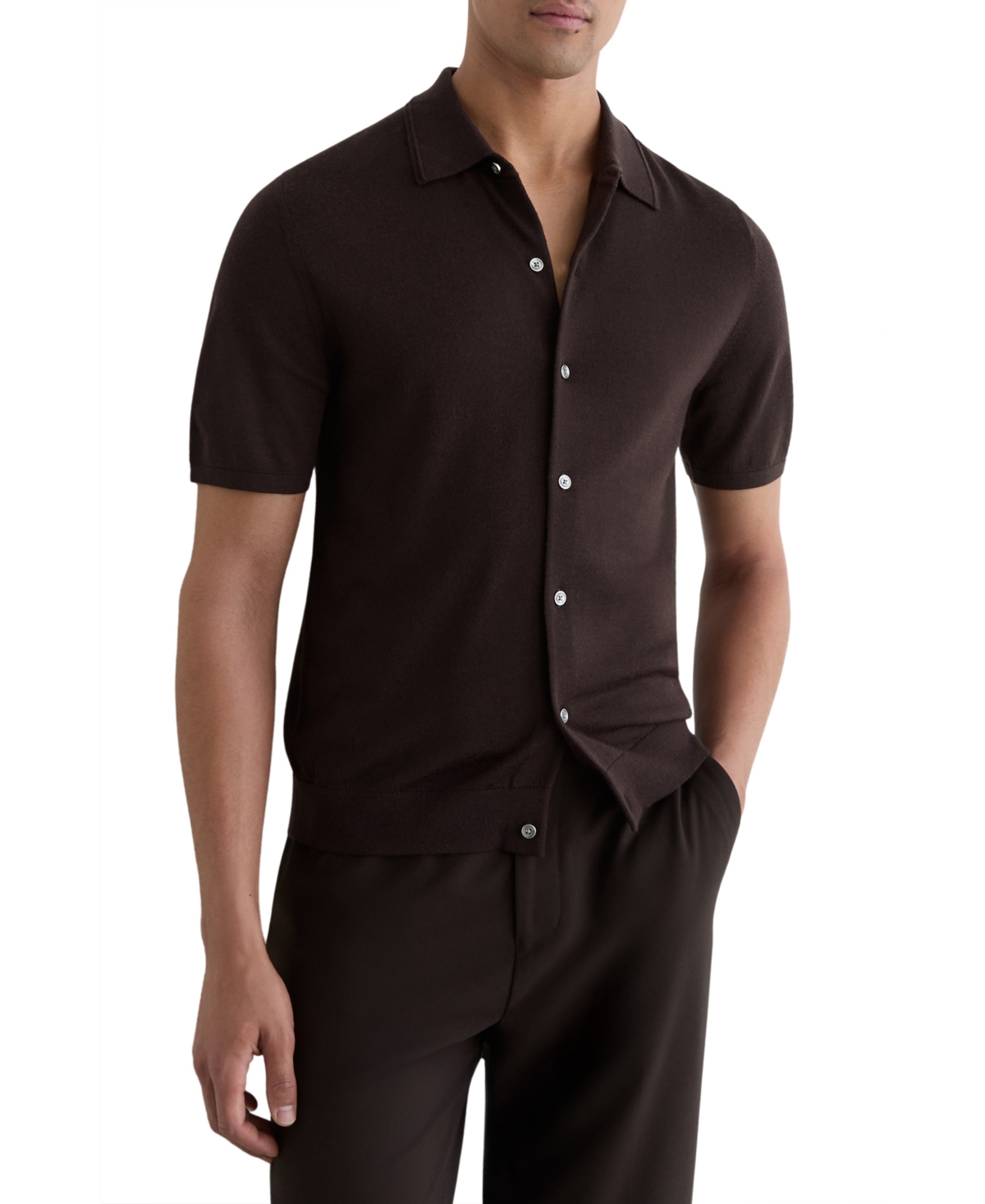 Click here for Reiss Mens Drayton Button Through Merino Shirt - B... prices