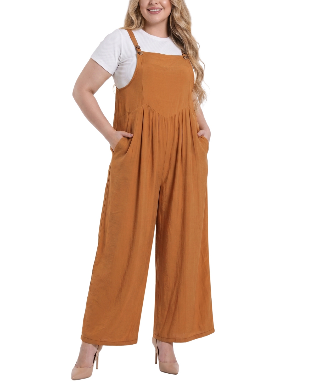 Click here for Ny Collection Plus Size Sleeveless Jumper Jumpsuit... prices