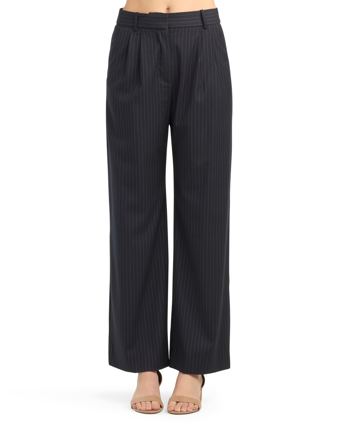 Click here for Bcx Womens Pinstripe Pleated Pants - Black prices