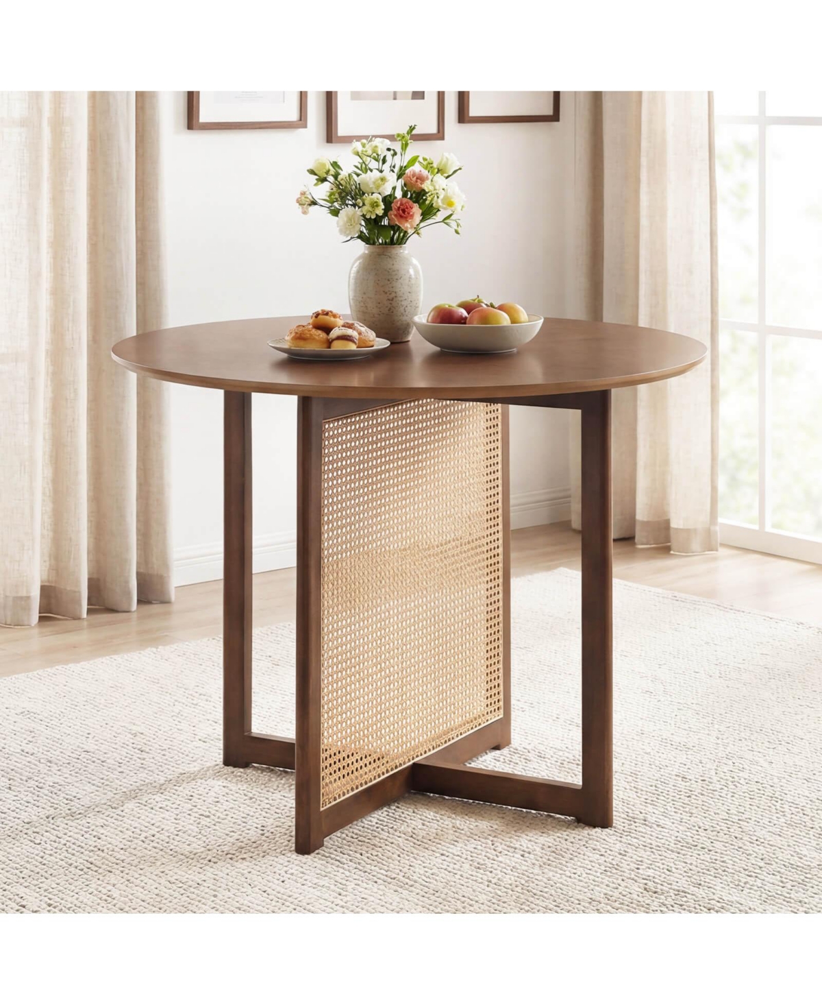 Click here for Costway Round Dining Table with Cross Pedestal Bas... prices