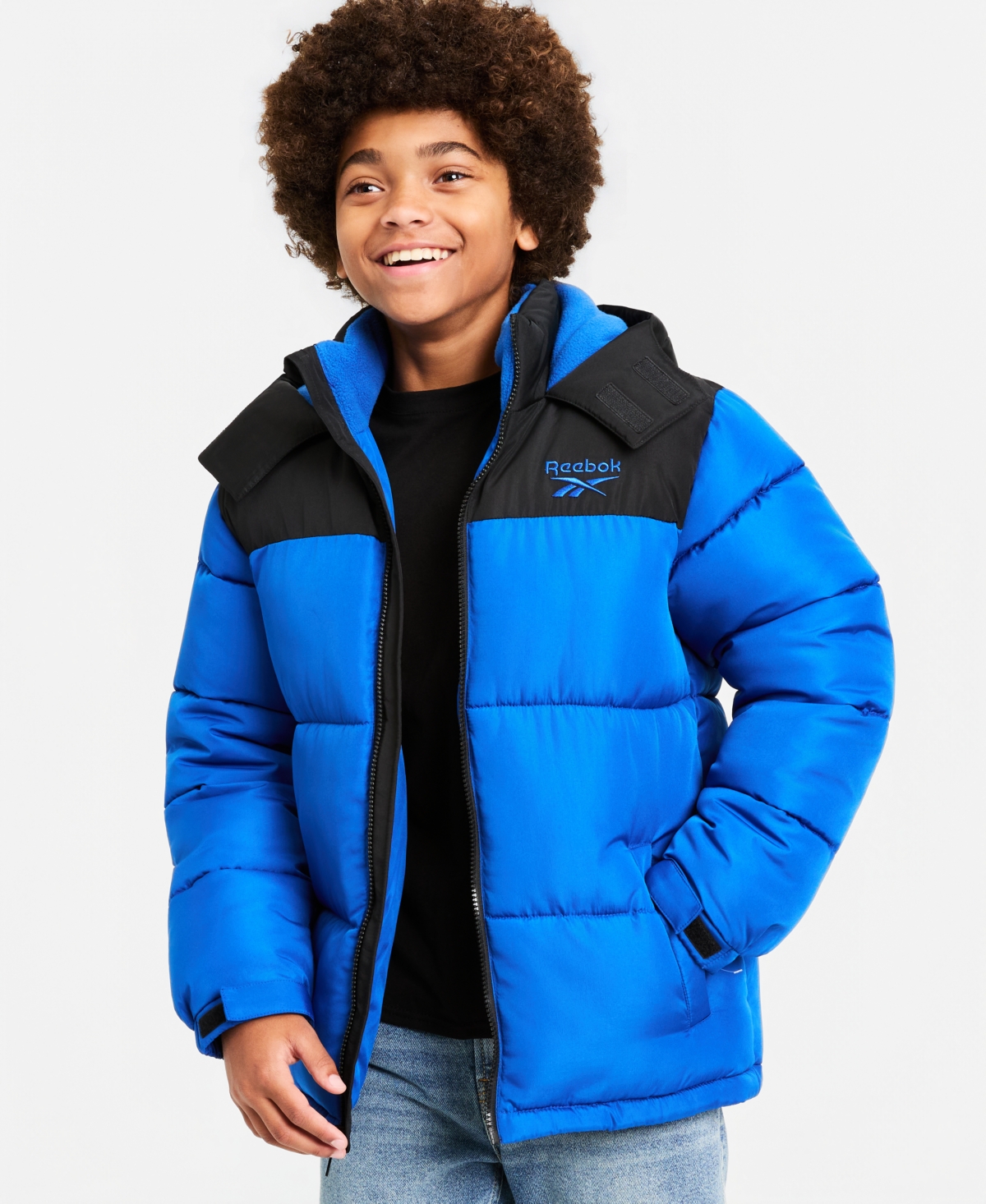 Click here for Reebok Boys Xs-xl Hooded Puffer Jacket - Vector Bl... prices
