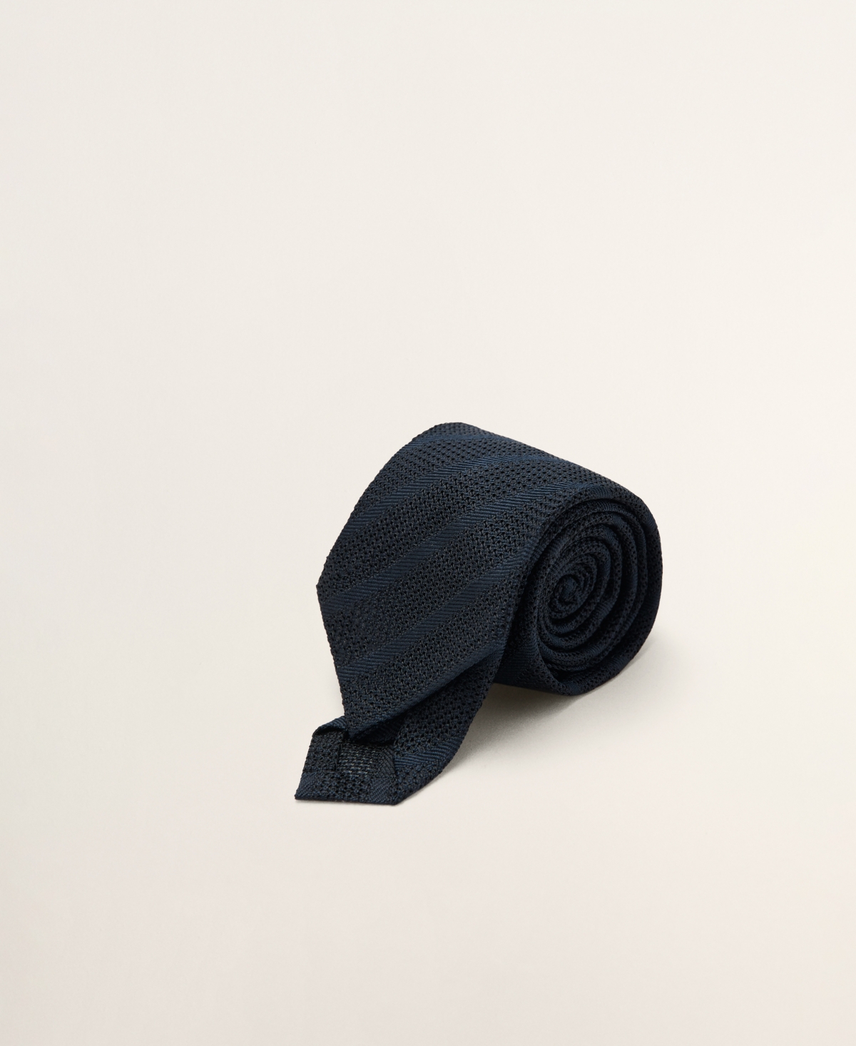 Click here for Mango Mens Silk Microstructure Stripes Tie - Navy prices