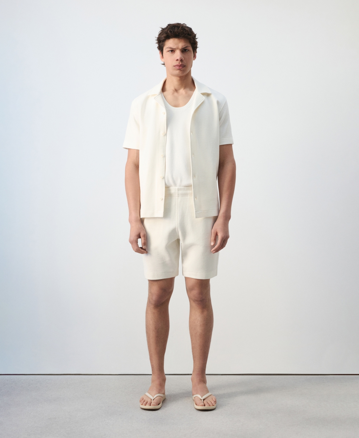 Click here for Mango Mens Cotton 7.48 Bermuda Shorts - Ecru prices