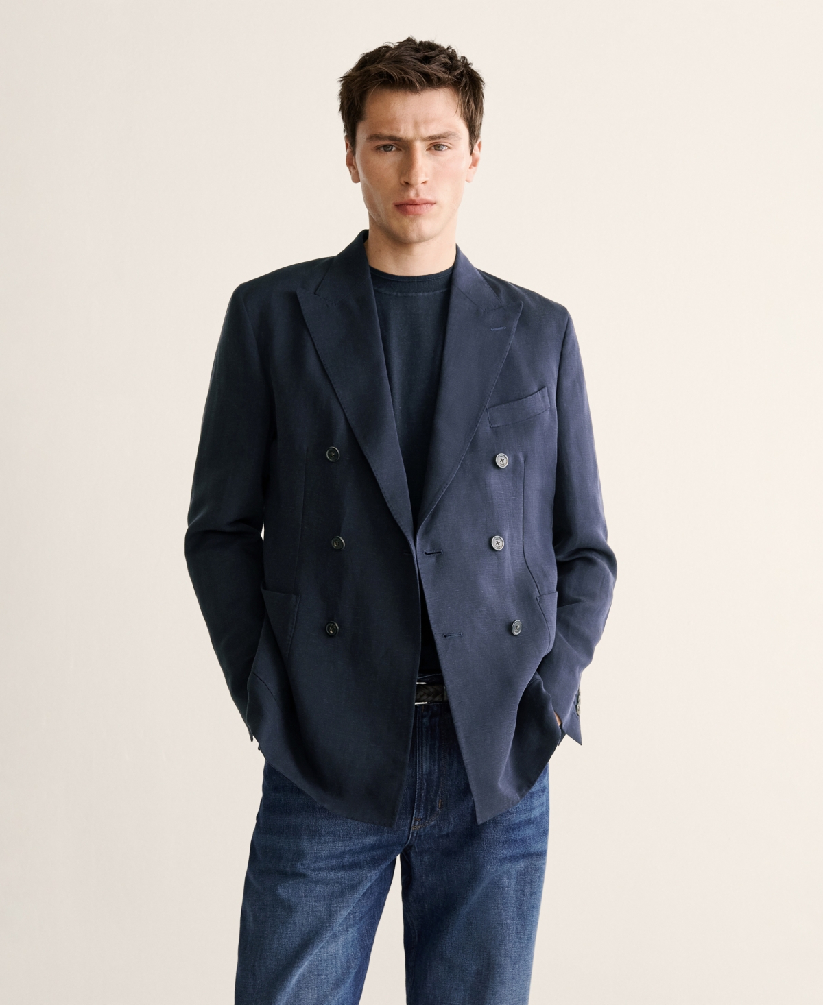 Click here for Mango Mens Slim Fit Double-Breasted Suit Blazer -... prices