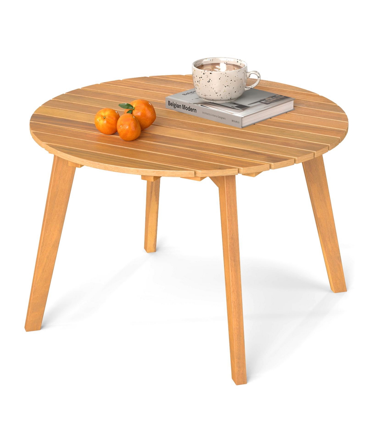 Click here for Sugift Round Outdoor Acacia Wood Side Table with S... prices