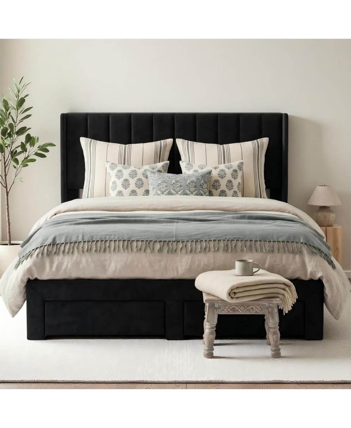 Click here for gaomon Upholstered Bed Frame with Storage Drawer... prices