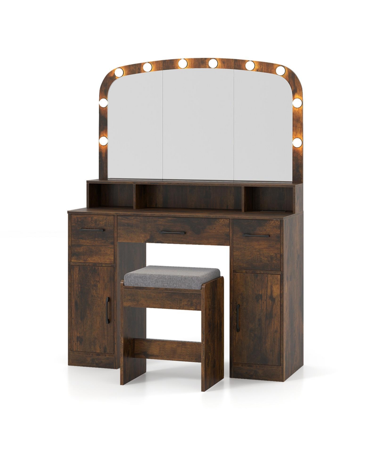 Click here for Slickblue 3-Color Light Makeup Desk with Stool and... prices