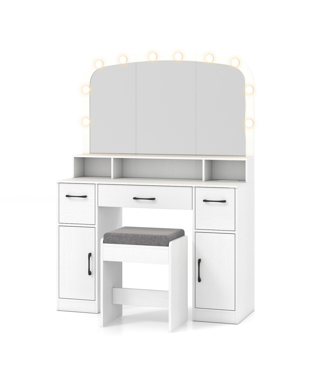Click here for Slickblue 3-Color Light Makeup Desk with Stool and... prices