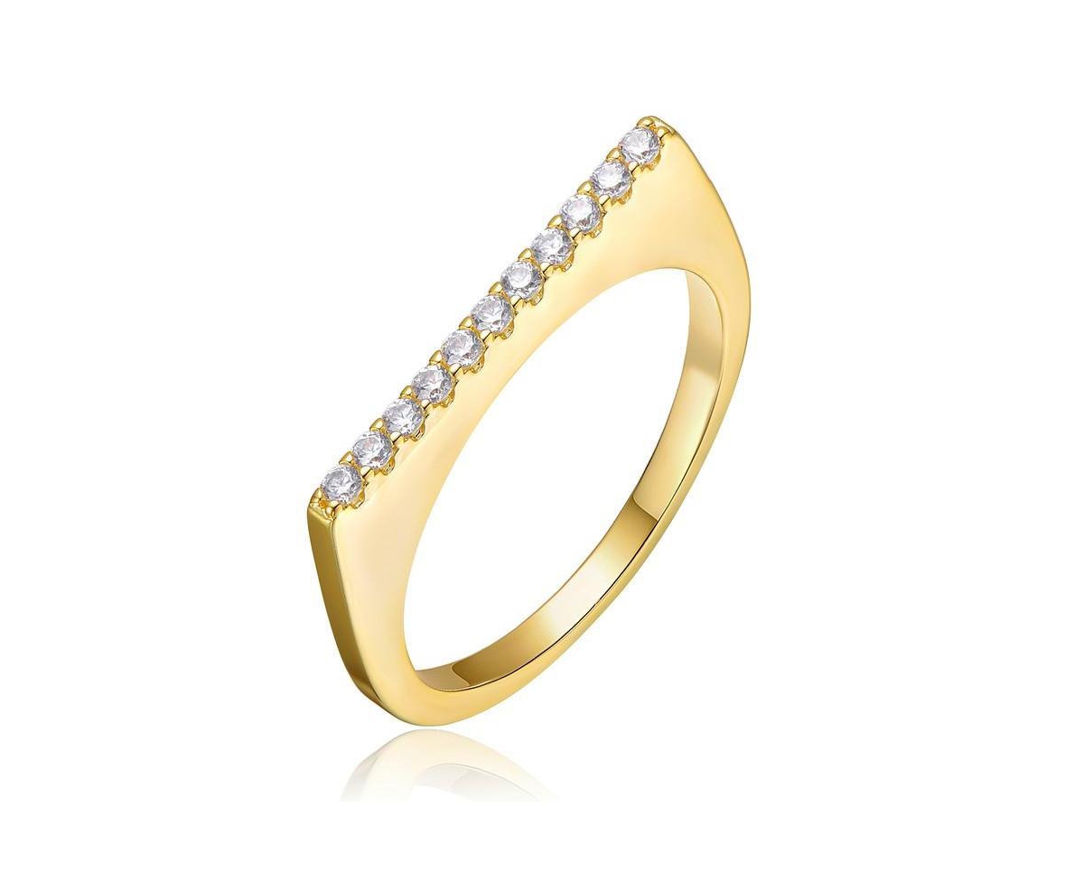 Click here for Genevive Modern 14K Gold Plated Round Clear Cubic... prices