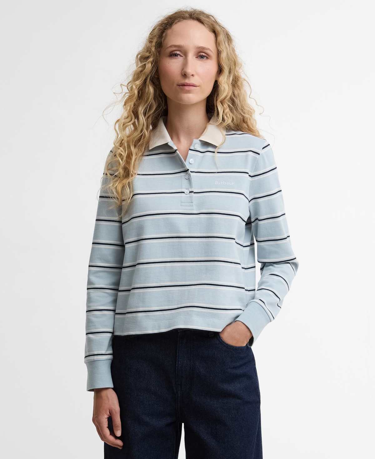 Click here for Barbour Womens Ashwell Long-Sleeve Polo Top - Cele... prices