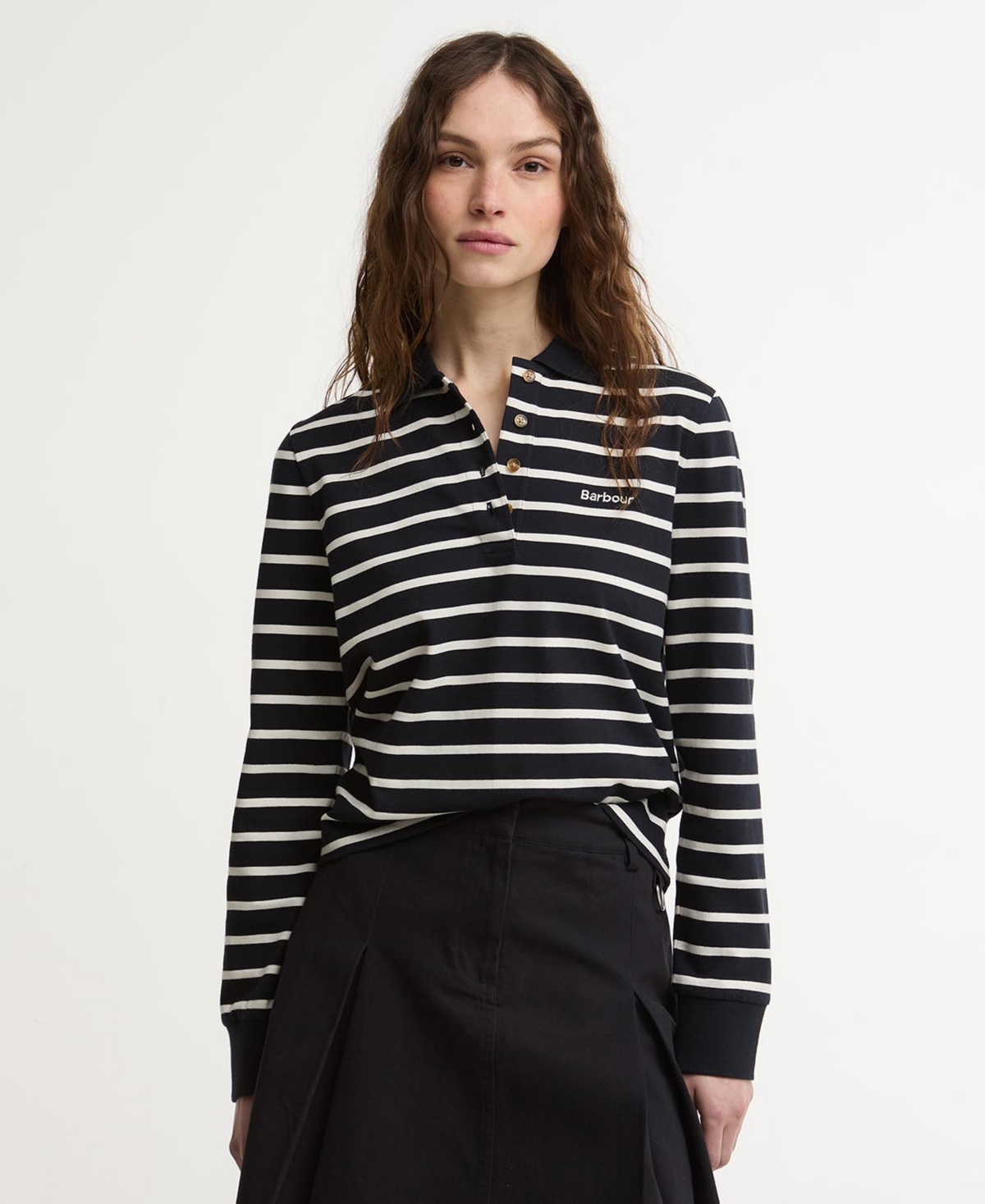 Click here for Barbour Womens Ashwell Long-Sleeve Polo Top - Dark... prices