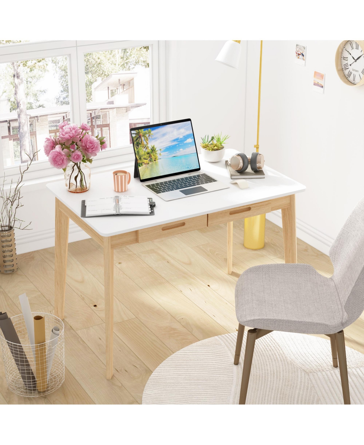 Click here for Homsee 39-Inch Writing Desk with 2 Slim Drawers -... prices