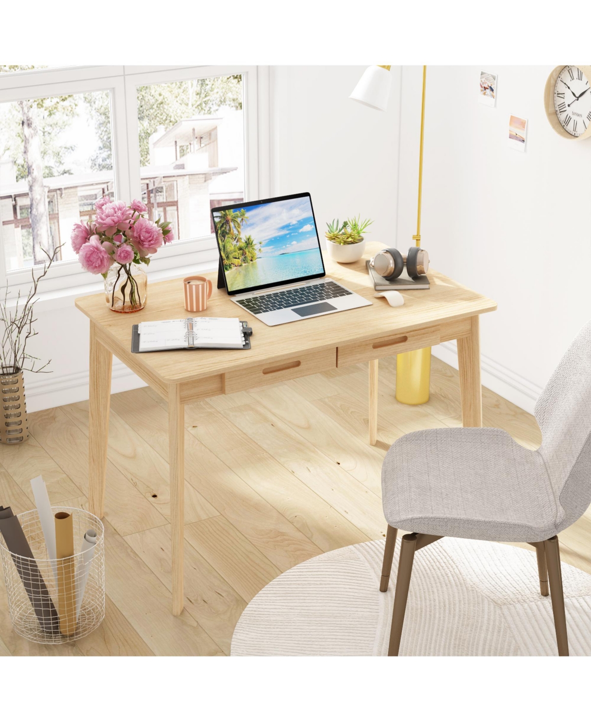 Click here for Homsee 39-Inch Writing Desk with 2 Slim Drawers -... prices