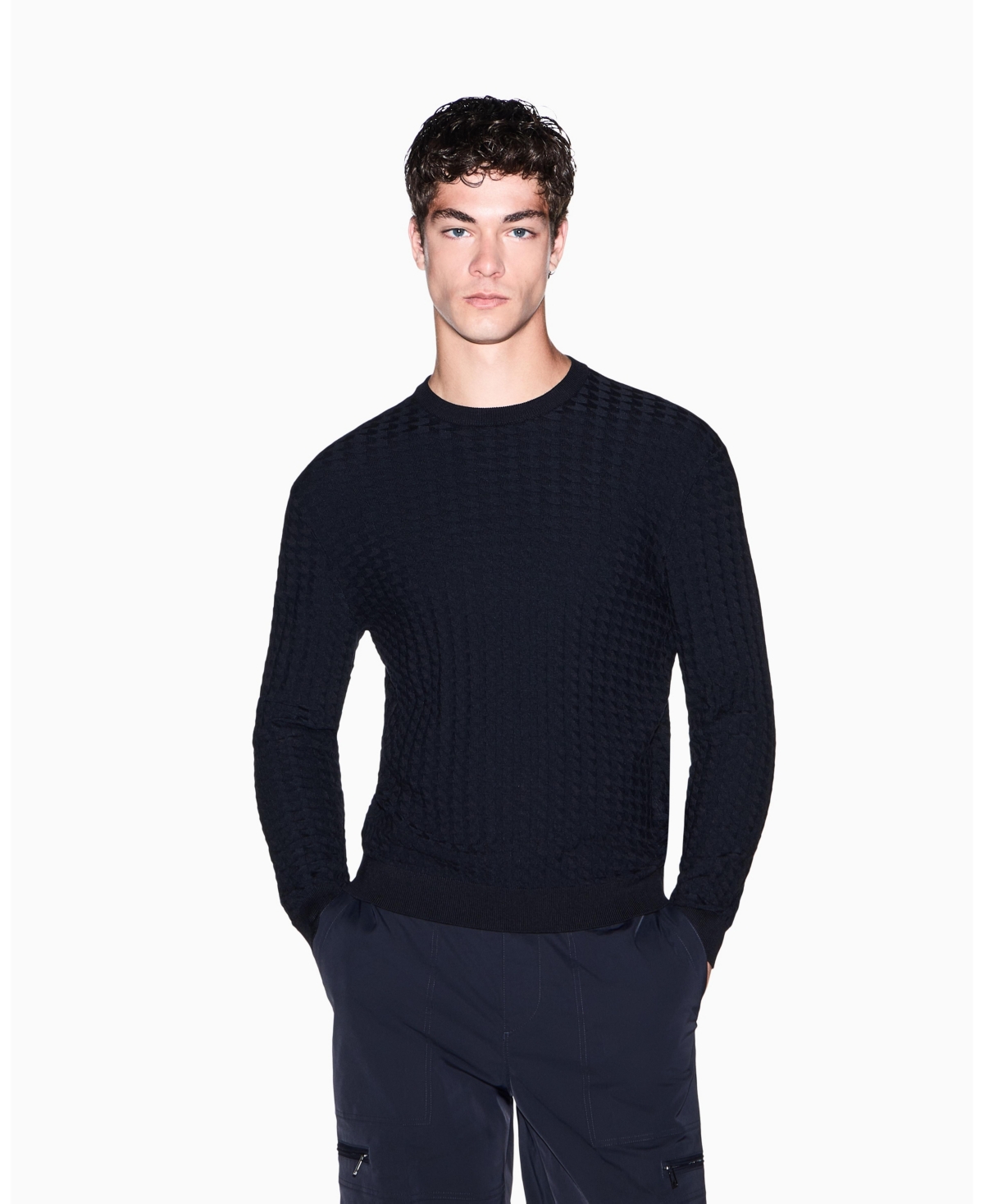 Click here for A|X Armani Exchange Mens Geometric Ribbed Viscose... prices