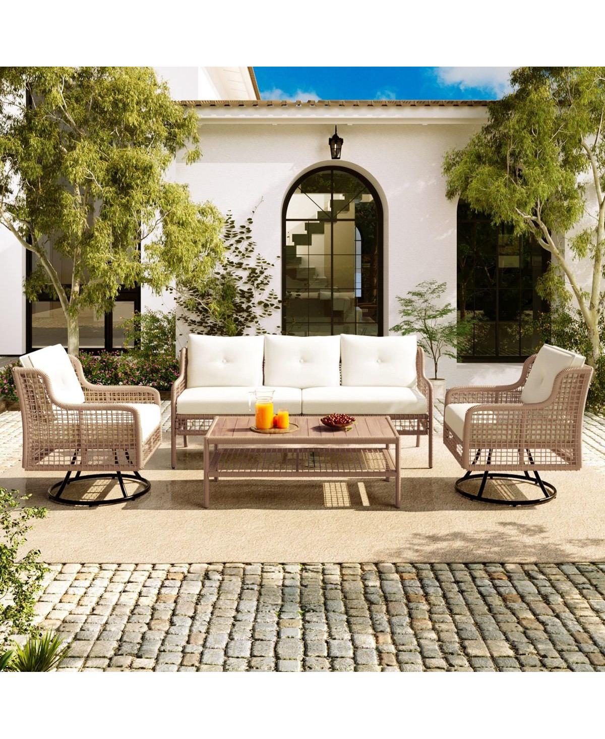 Click here for Asagikoiai 4-Piece Outdoor Conversation Set  Modul... prices