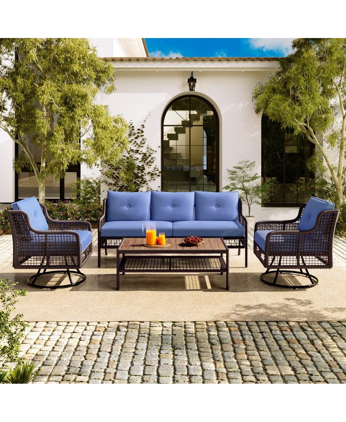 Click here for Asagikoiai 4-Piece Outdoor Conversation Set  Modul... prices