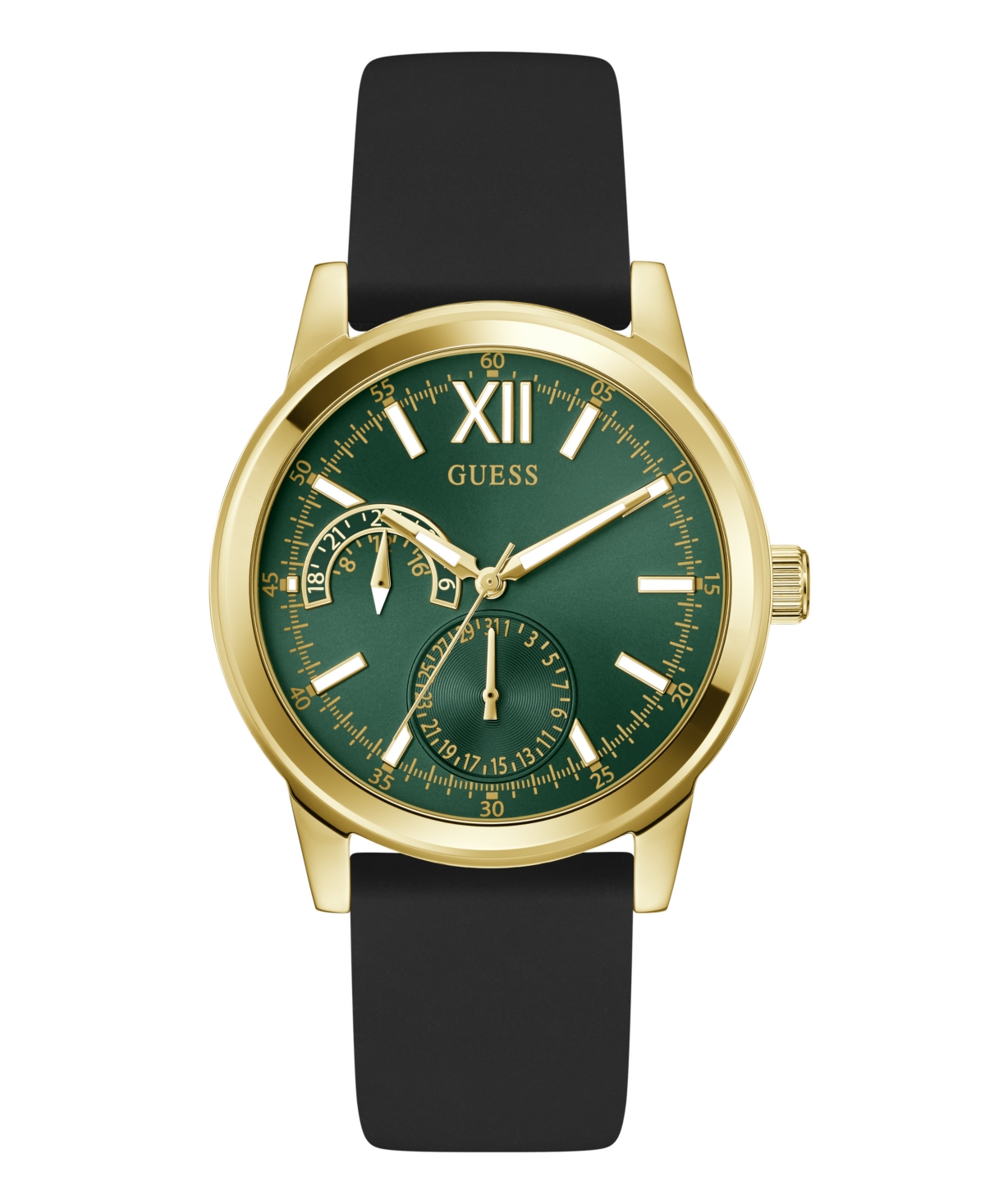 Click here for Guess Mens Gold-Tone Silicone Strap Watch 42mm - B... prices